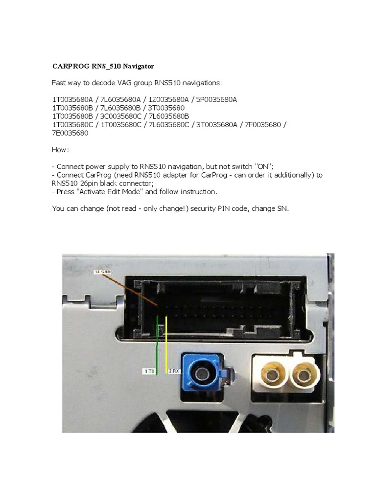 RNS 510 Navigator VAG | PDF