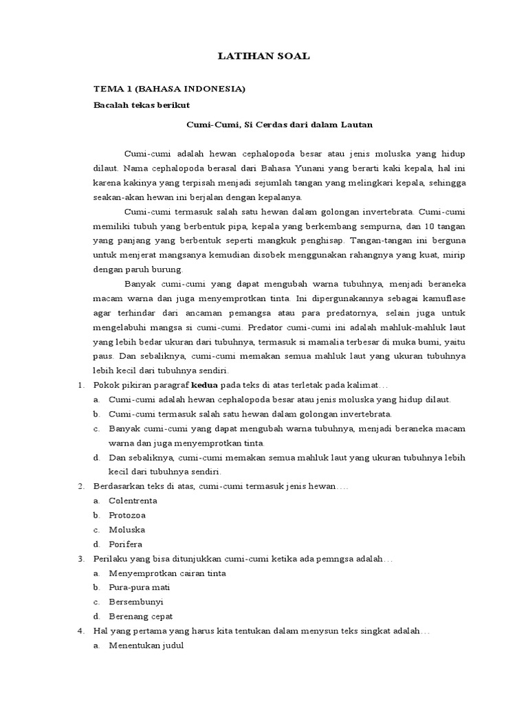 Latihan Soal Tema 1 B.indo PPKN | PDF | Seni & Disiplin Bahasa | Kajian Bahasa Asing