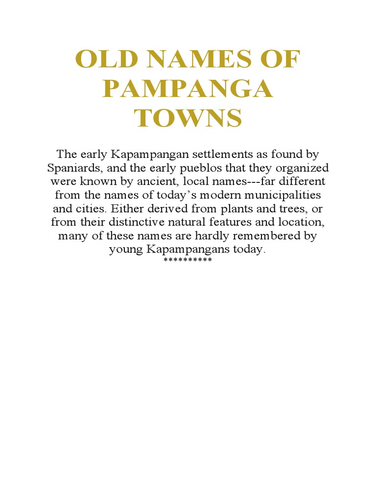 Old Names of Pampanga Towns | PDF