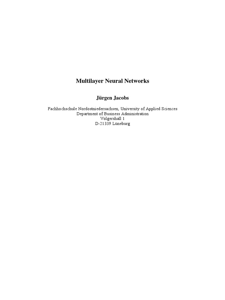 Multilayer Neural Networks | PDF | Artificial Neural Network | Dendrite