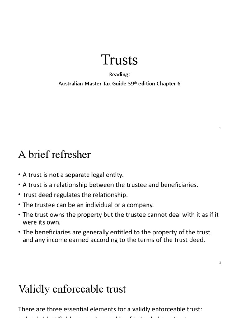 Trusts: Reading: Australian Master Tax Guide 59 Edition Chapter 6 ...