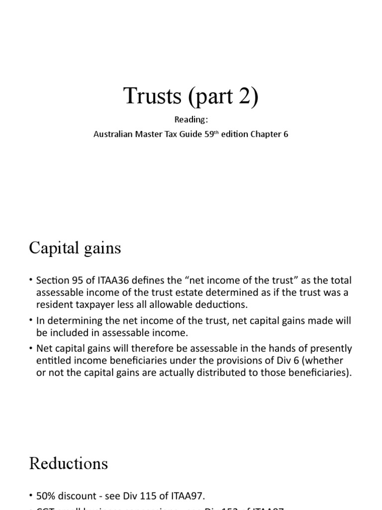 Trusts (Part 2) : Reading: Australian Master Tax Guide 59 Edition ...