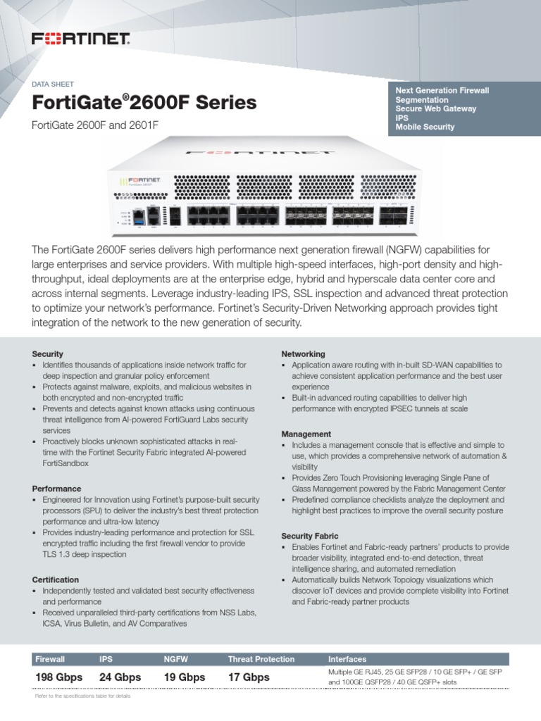 Fortigate 2600f Series | PDF | Transport Layer Security | Computer Network