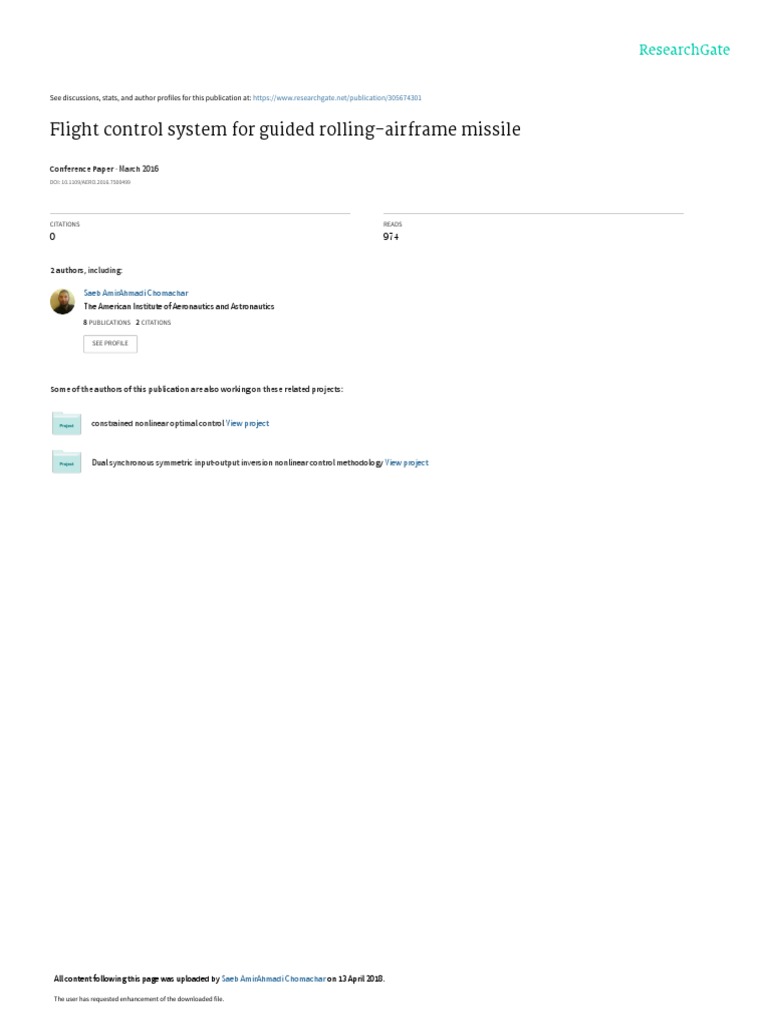 Flight Control System For Guided Rolling-Airframe | PDF | Guidance System | Missile