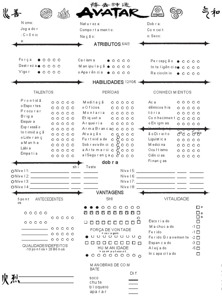 Ficha Avatar RPG | PDF