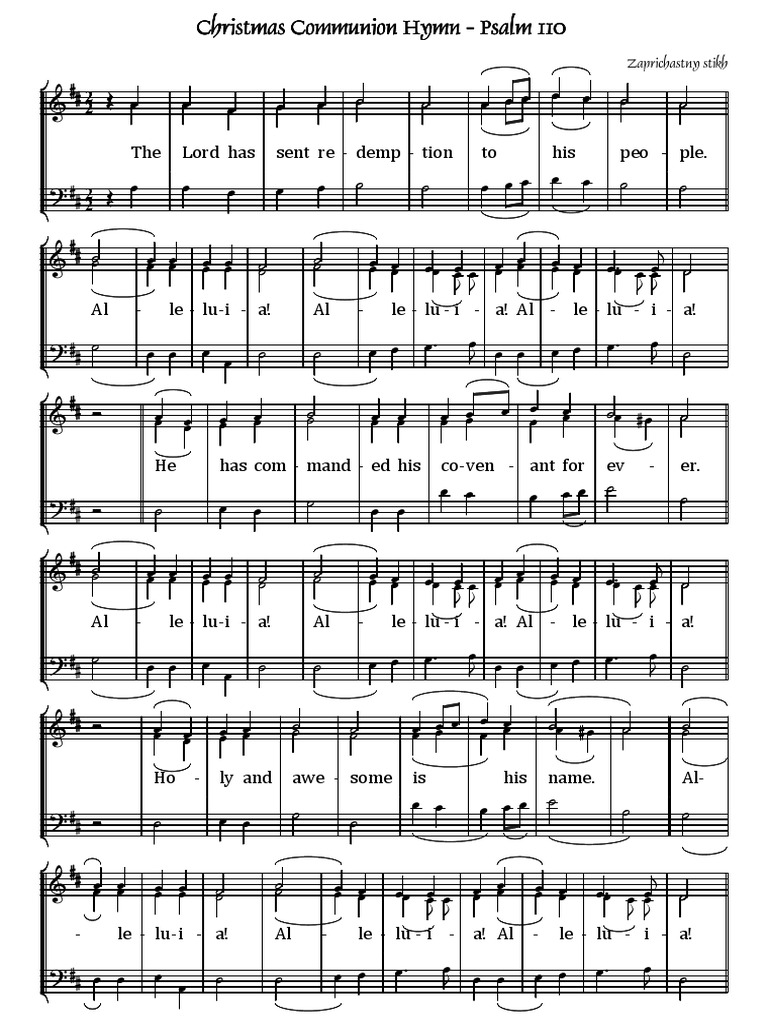 Christmas Communion Hymn Psalm 110 Pdf