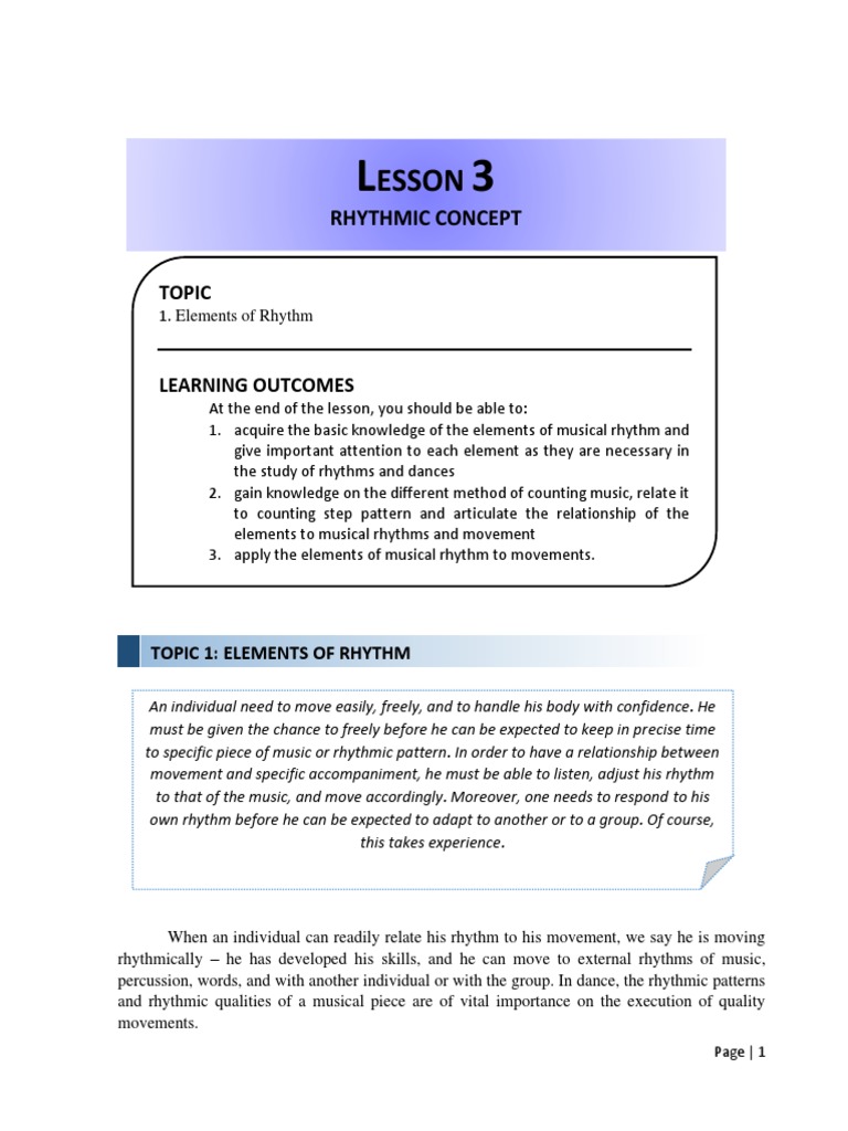 PE 2 Module 2021 Lesson 3 | PDF | Rhythm | Musical Compositions