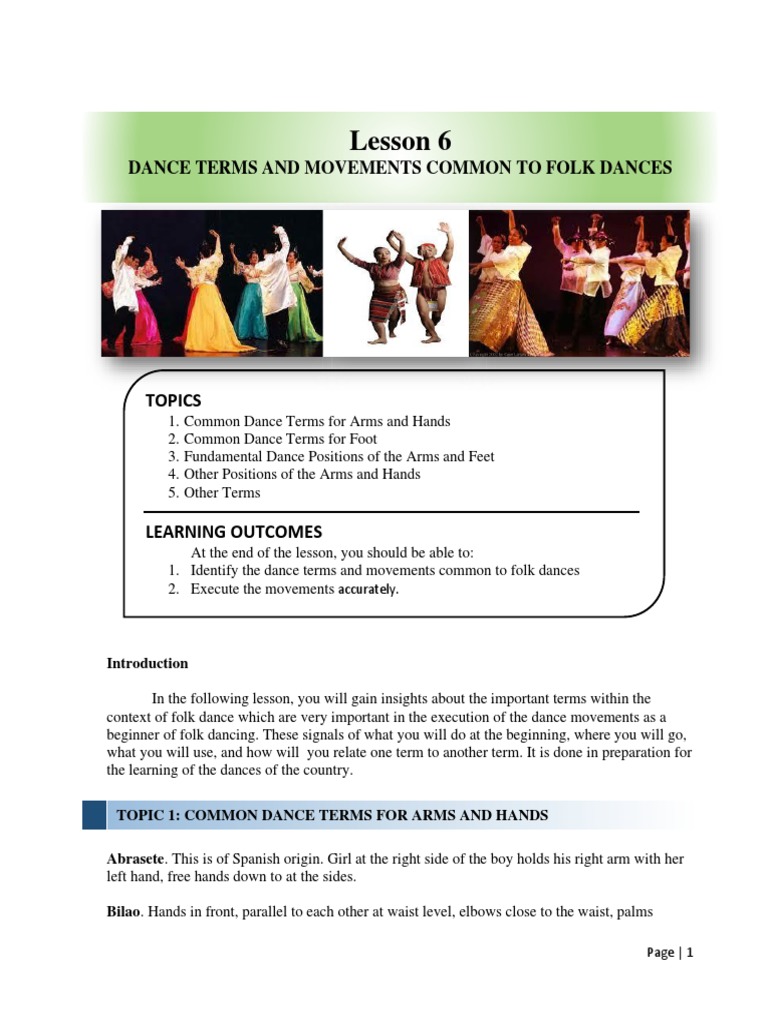 Folk Dance Fundamentals: Common Dance Terms and Movements | PDF | Foot ...