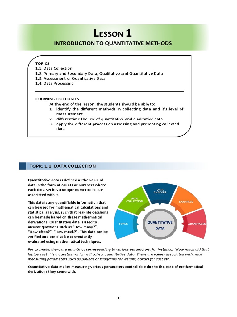 Esson: Introduction To Quantitative Methods | PDF | Level Of ...