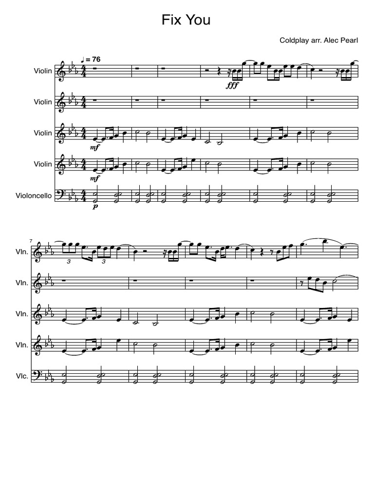 Fix You: Coldplay Arr. Alec Pearl | PDF | Weather