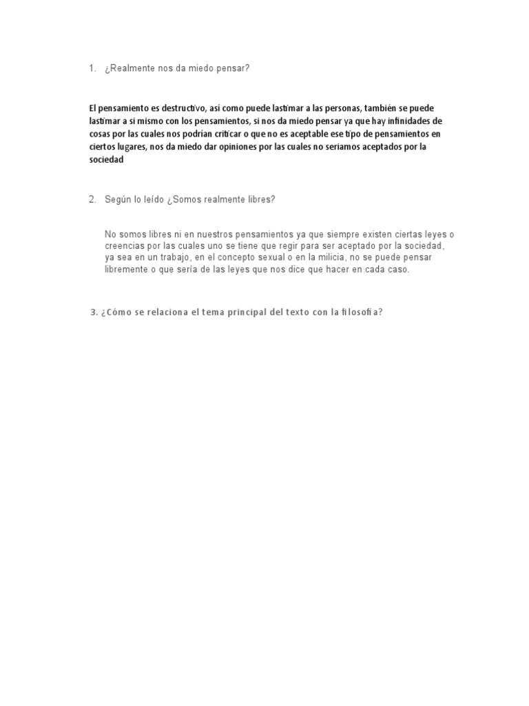 Realmente Nos Da Miedo Pensar | PDF