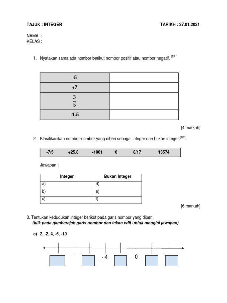 Latihan Integer | PDF