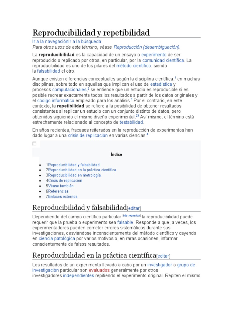Reproducibilidad y Repetibilidad | PDF | Epistemología | Ciencia y ...
