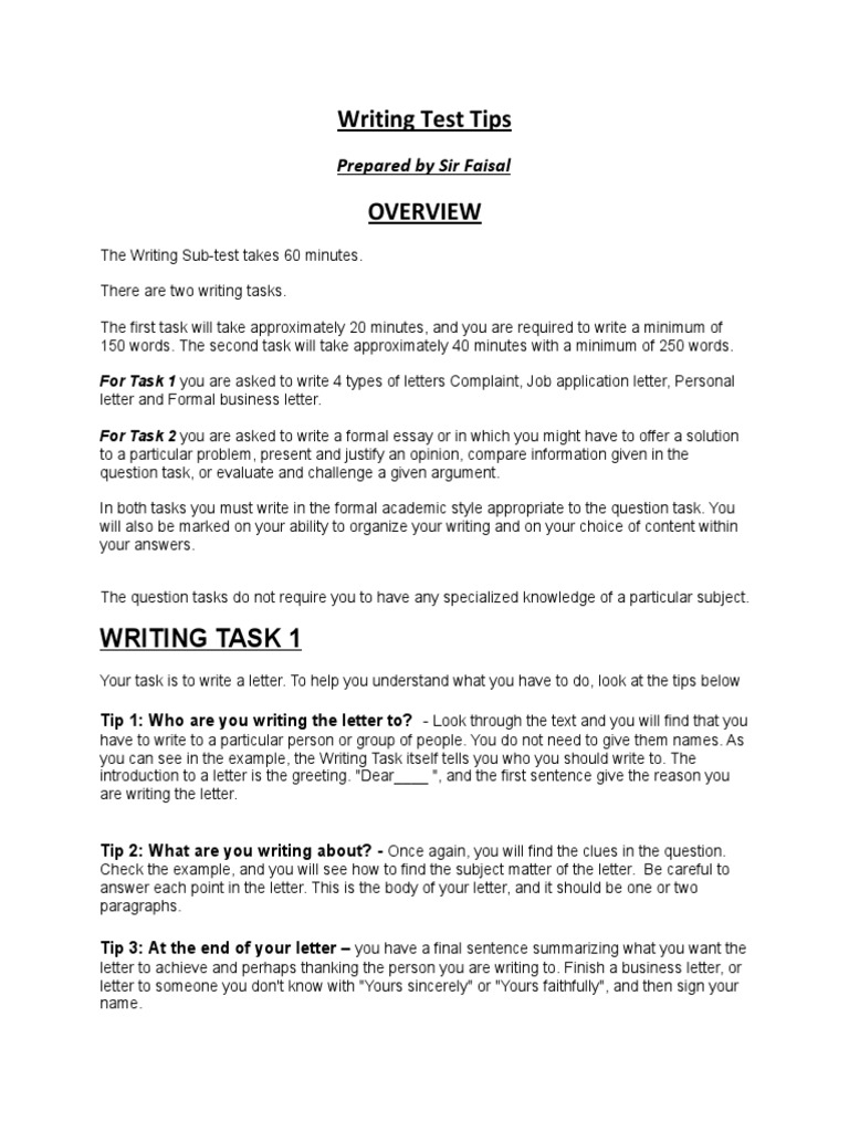 Writing Test Tips: A Guide to Tasks 1 and 2 | PDF | Essays ...