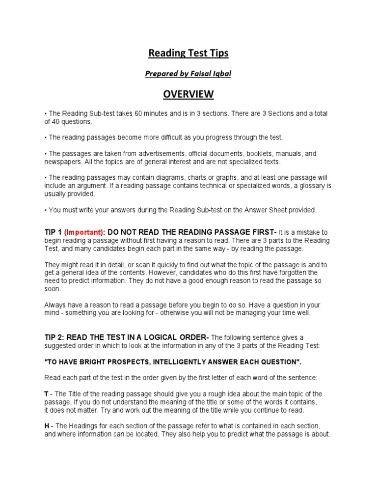 Effective Reading Test Strategies | PDF | Question | International ...