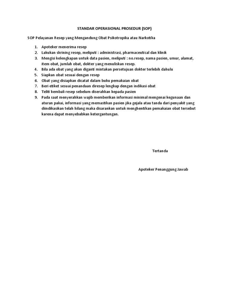 Sop Resep Napza | PDF