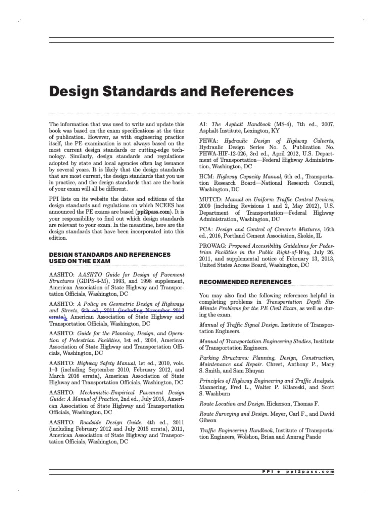 Design Standards and References Used On The Exam | Download Free PDF ...