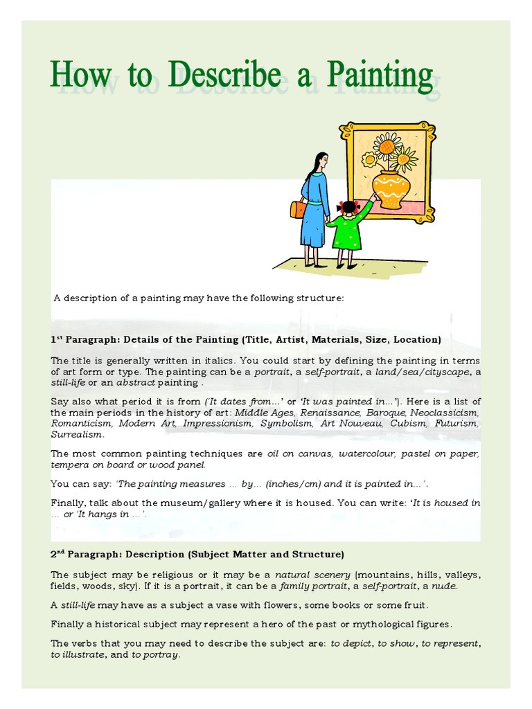 1 Paragraph: Details of The Painting (Title, Artist, Materials, Size ...
