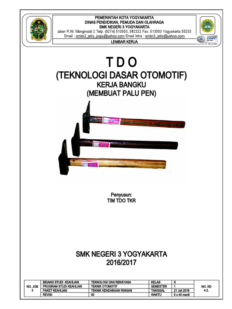 Job Sheet TDO 3 Membuat Palu Pen | PDF