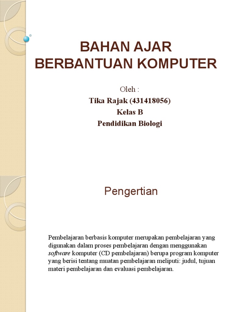 Bahan Ajar Berbantuan Komputer | PDF