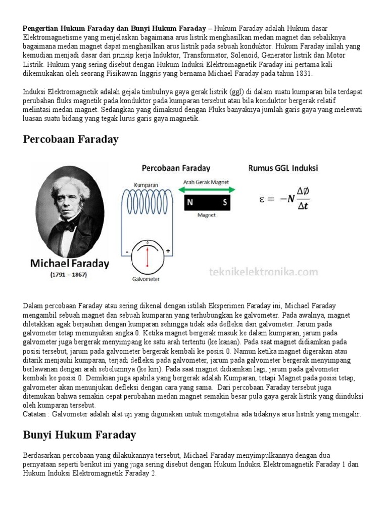 Pengertian Hukum Faraday Dan Bunyi Hukum Faraday | PDF