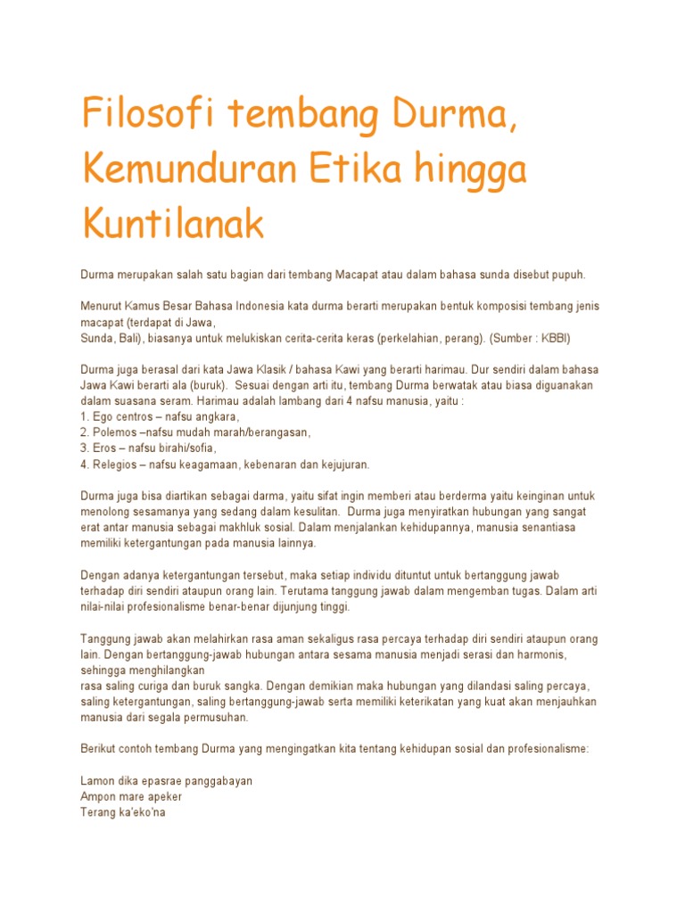 Filosofi Tembang Durma | PDF