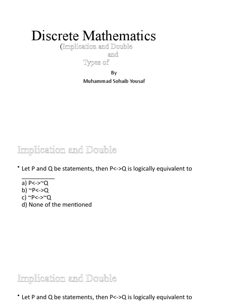 Discrete Mathematics MCQ'S: Implication and Double Implications and ...