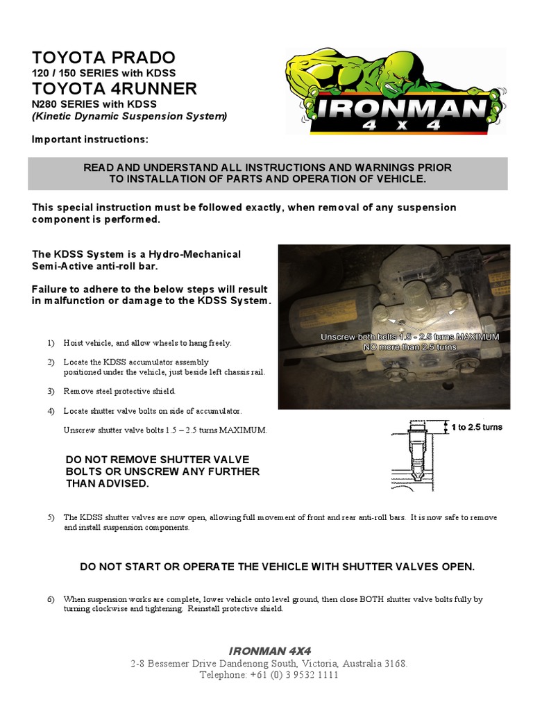 KDSS Instructions Prado - 4runner | PDF