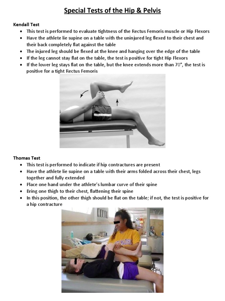 Special Tests of The Hip & Pelvis: Kendall Test | PDF | Anatomical ...