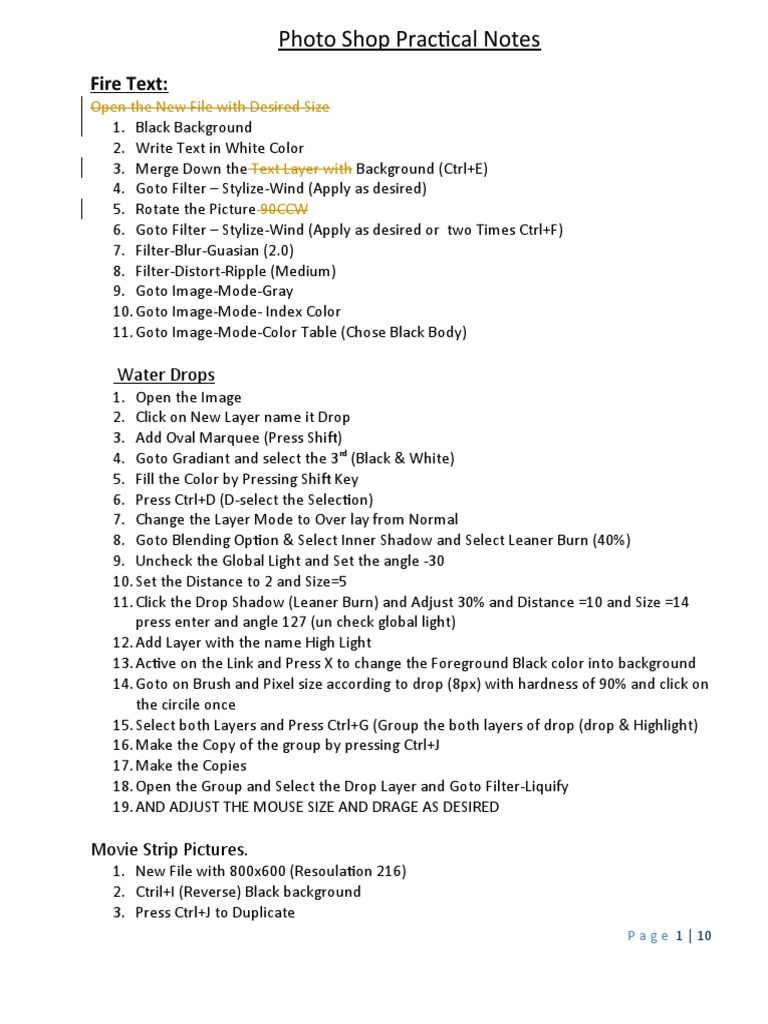 Photoshop Practical Notes-Final | PDF | Adobe Photoshop | Image Processing