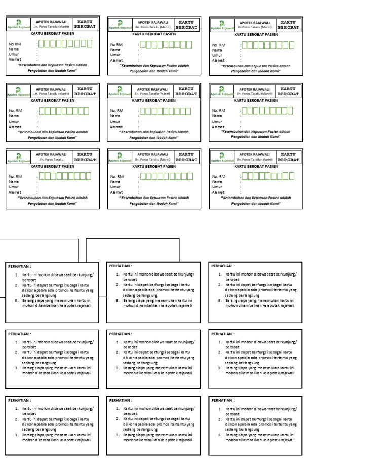 Kartu-Berobat Apotek Rajawali | PDF | Memasak, Makanan, & Anggur