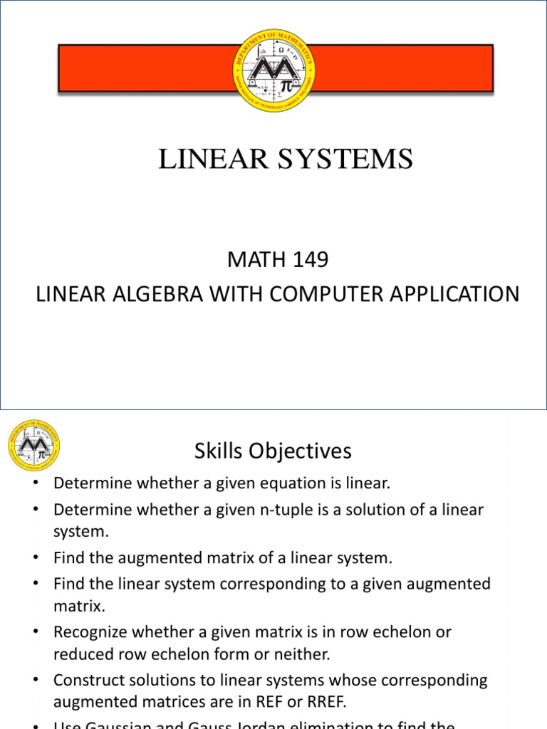 Linear Systems: MATH 149 Linear Algebra With Computer Application | PDF