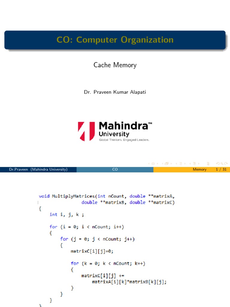 CO: Computer Organization: Cache Memory | PDF | Cpu Cache | Computer Data Storage