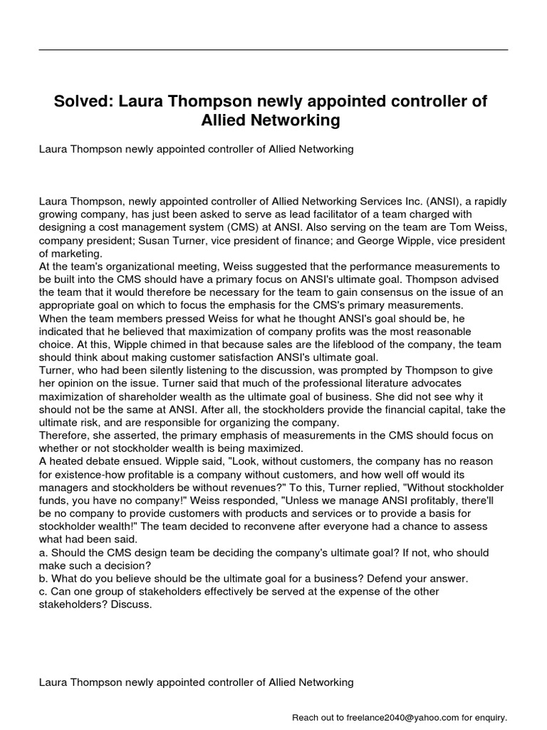 Laura Thompson Leads CMS Goal Debate at ANSI | PDF | Economies | Business