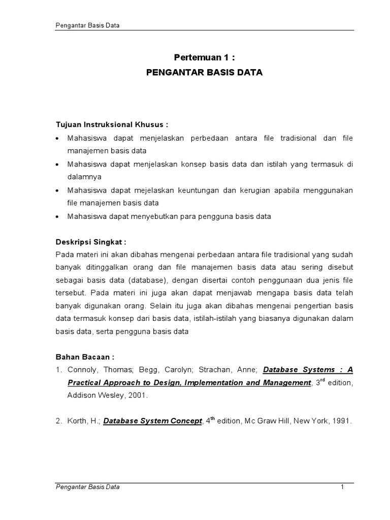 Pengantar Sistem Basis Data | PDF