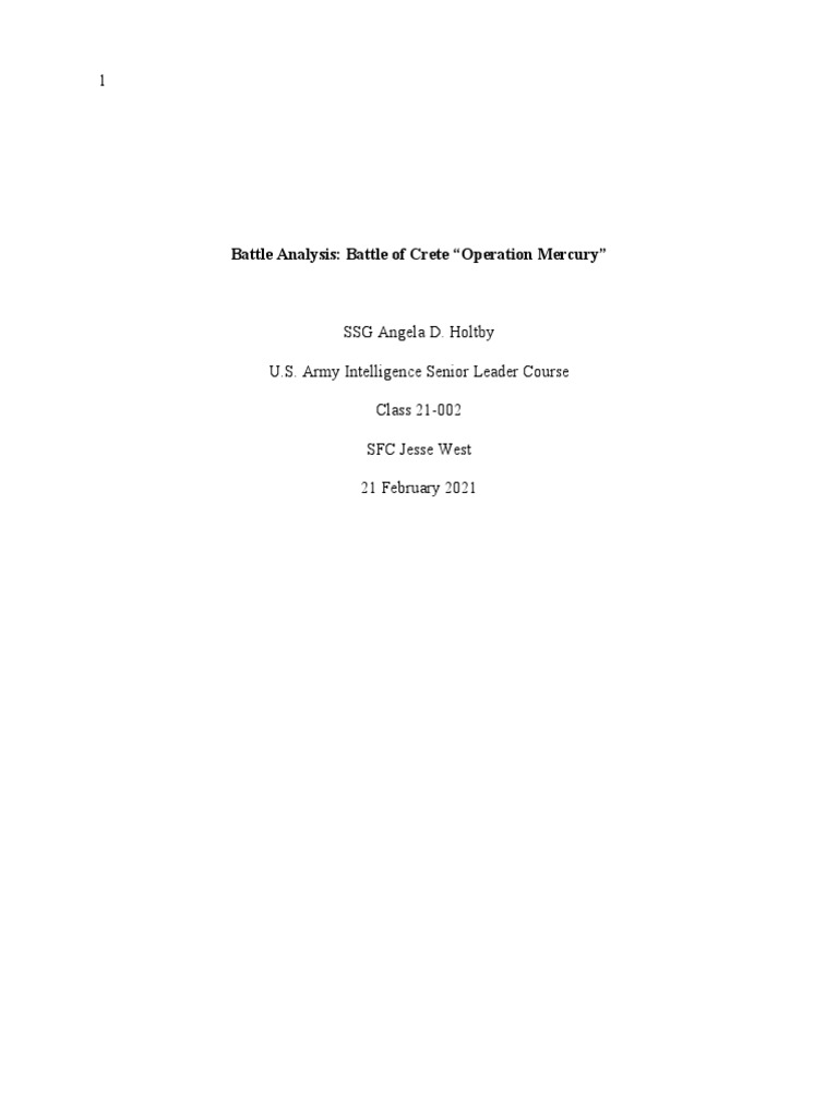 SLC 35F - Battle Analysis Essay - SSG Holtby | PDF | Airborne Forces ...