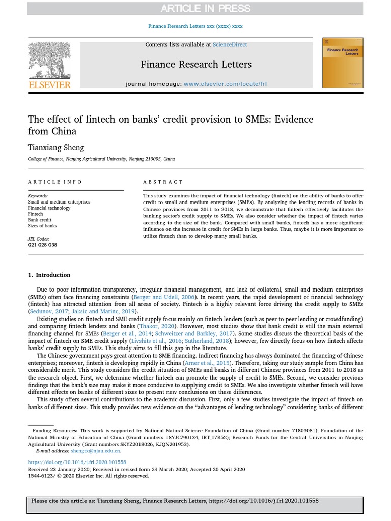 Finance Research Letters: Tianxiang Sheng | Download Free PDF | Banks ...