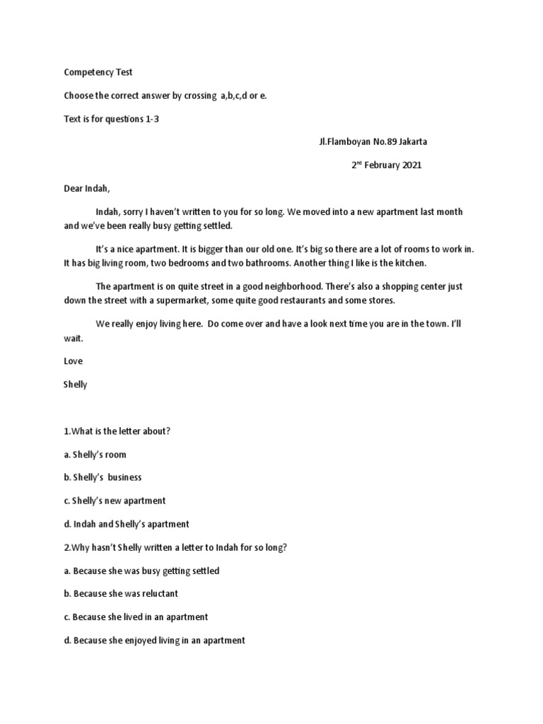 Competency Test: Reading Comprehension | PDF