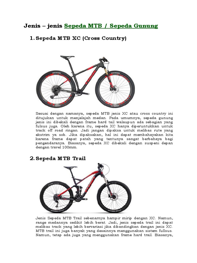 Jenis Sepeda Berdasar Track | PDF