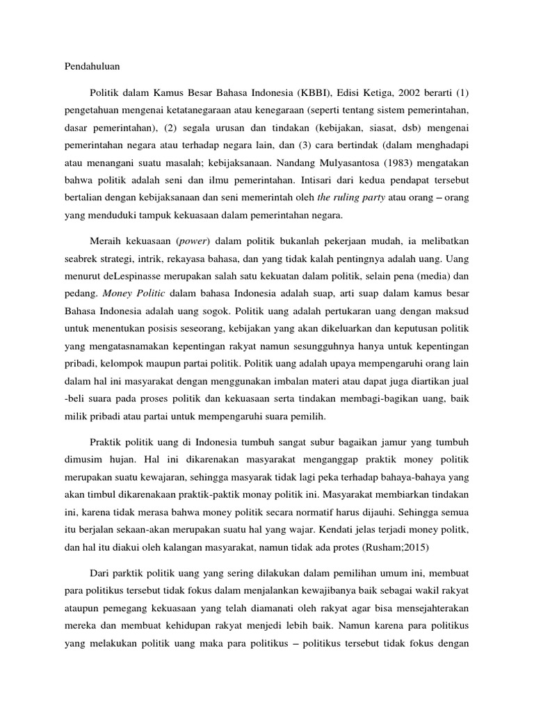 Money Politik Di Indonesia | PDF | Politik