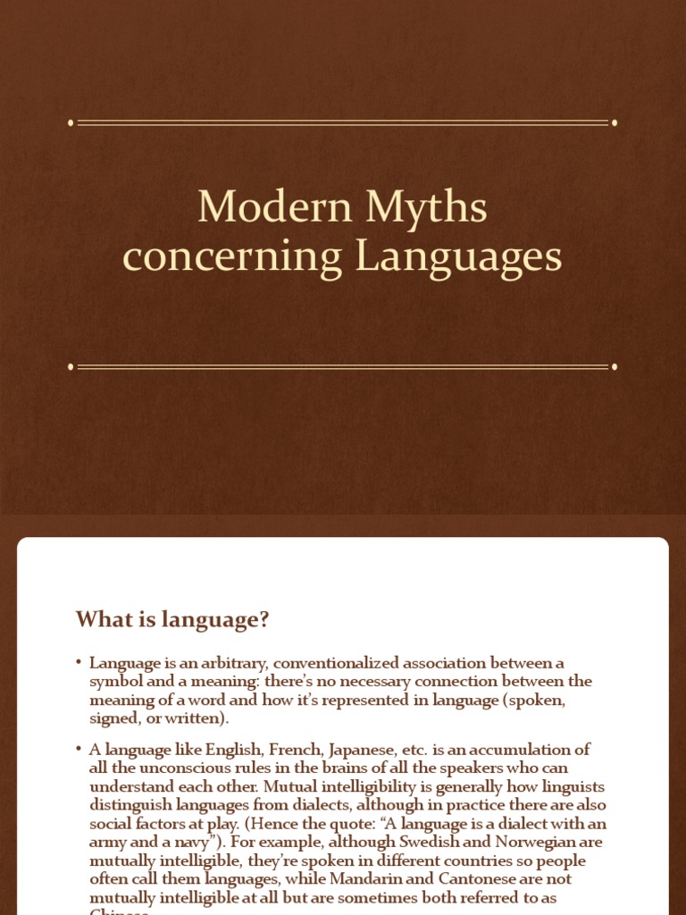 Modern Myths Concerning Languages | PDF | Dialect | Linguistics
