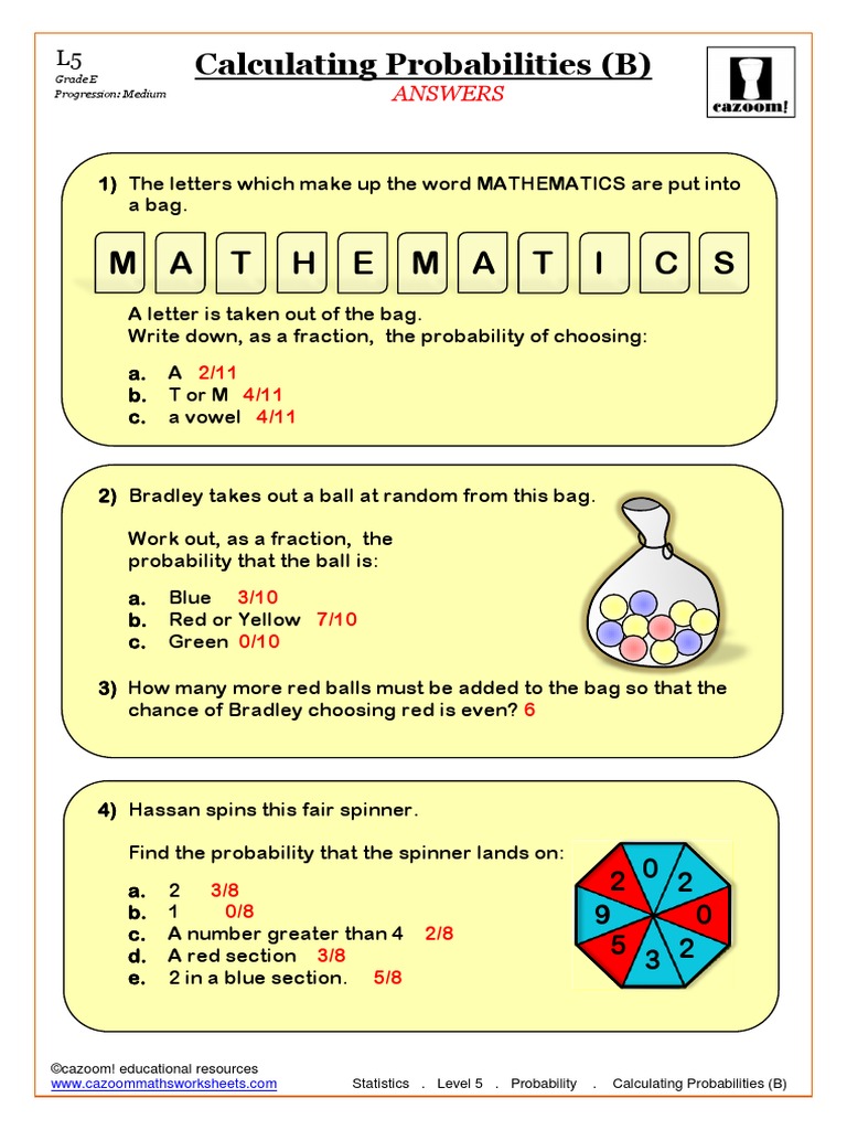 Statistics. Level 5. Probability. Calculating Probabilities (B ...