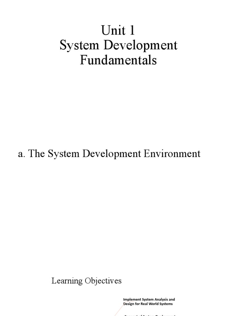 Unit 1 System Development Fundamentals | PDF | Software Development ...