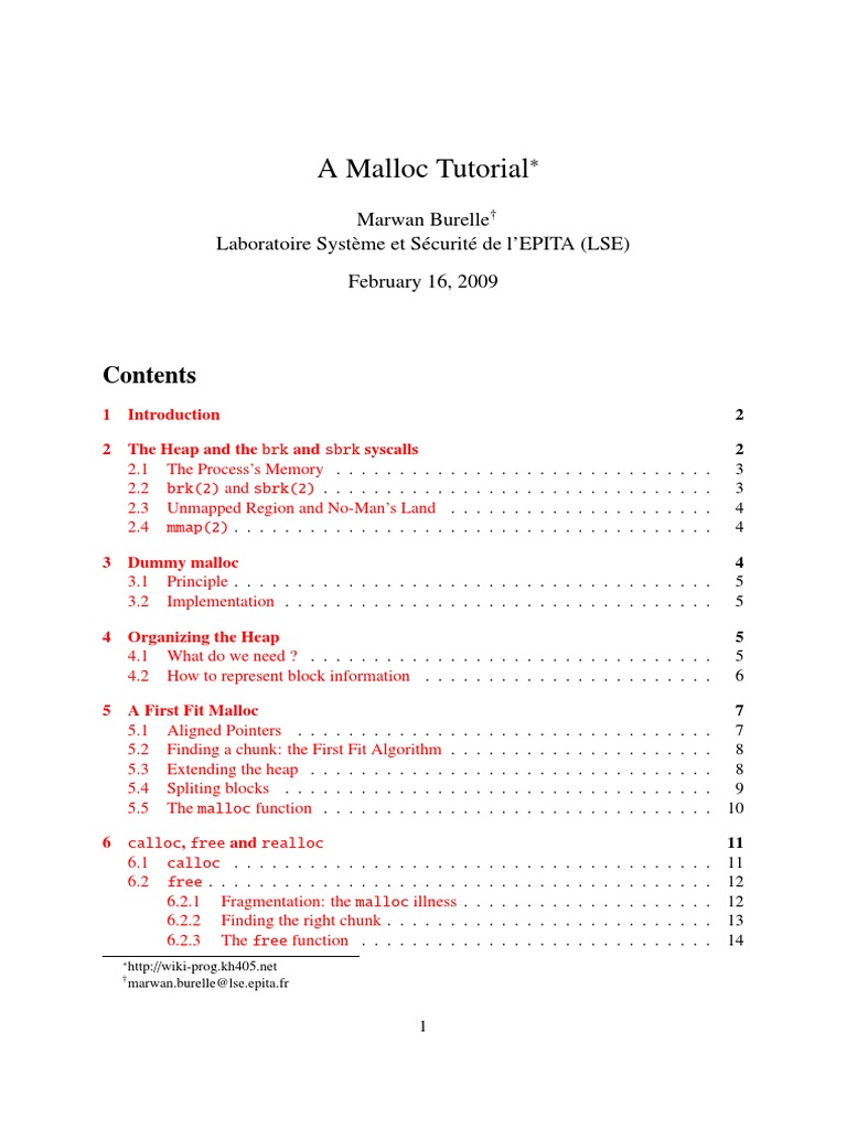 Malloc - Tutorial - BRK Vs Mmap | PDF | Pointer (Computer Programming) | Computer Programming