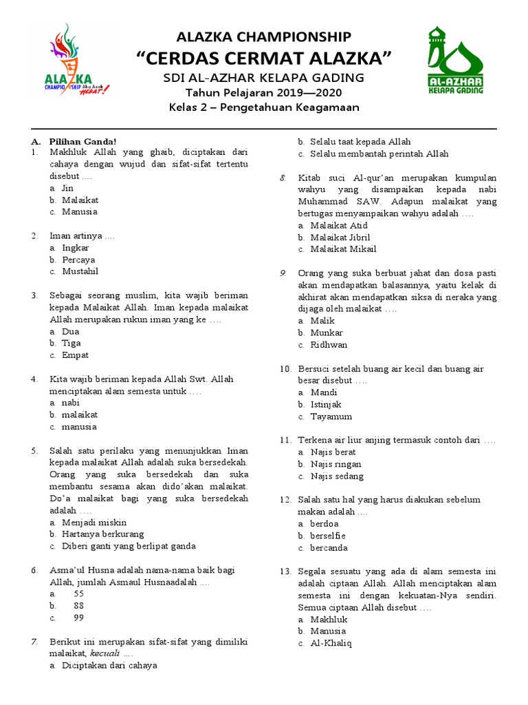 Soal CCA Kelas 2 | PDF