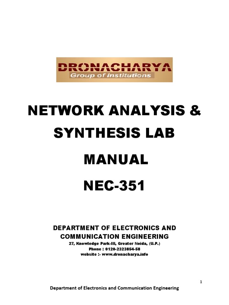 Network Analysis & Synthesis Lab Manual NEC-351: Department of ...