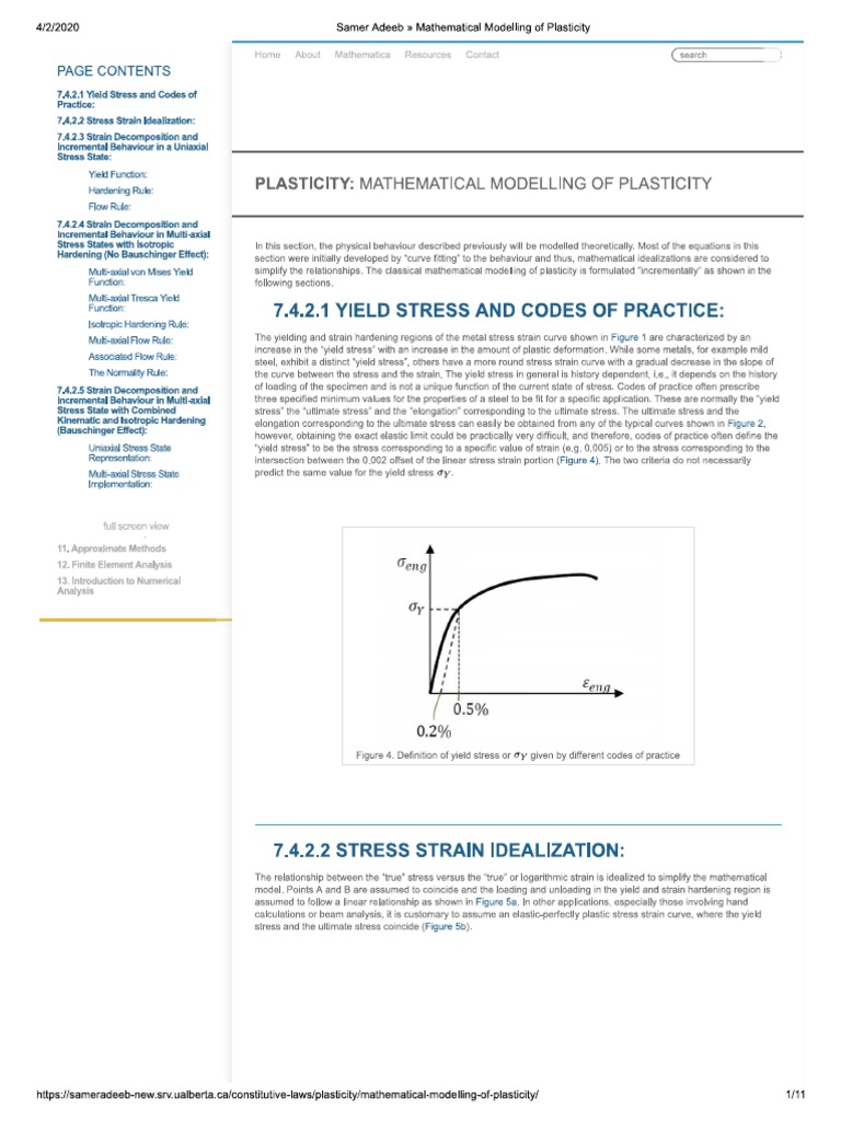 Samer Adeeb Mathematical Modelling of Plasticity | PDF