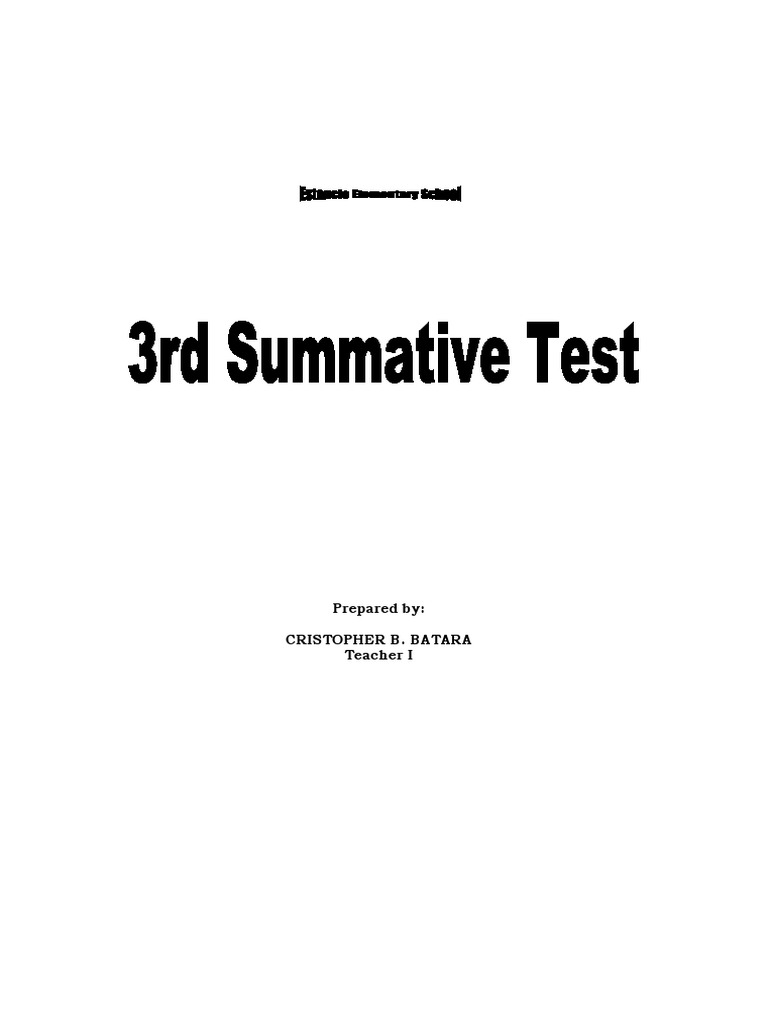 3rd Summative Test Booklet | PDF