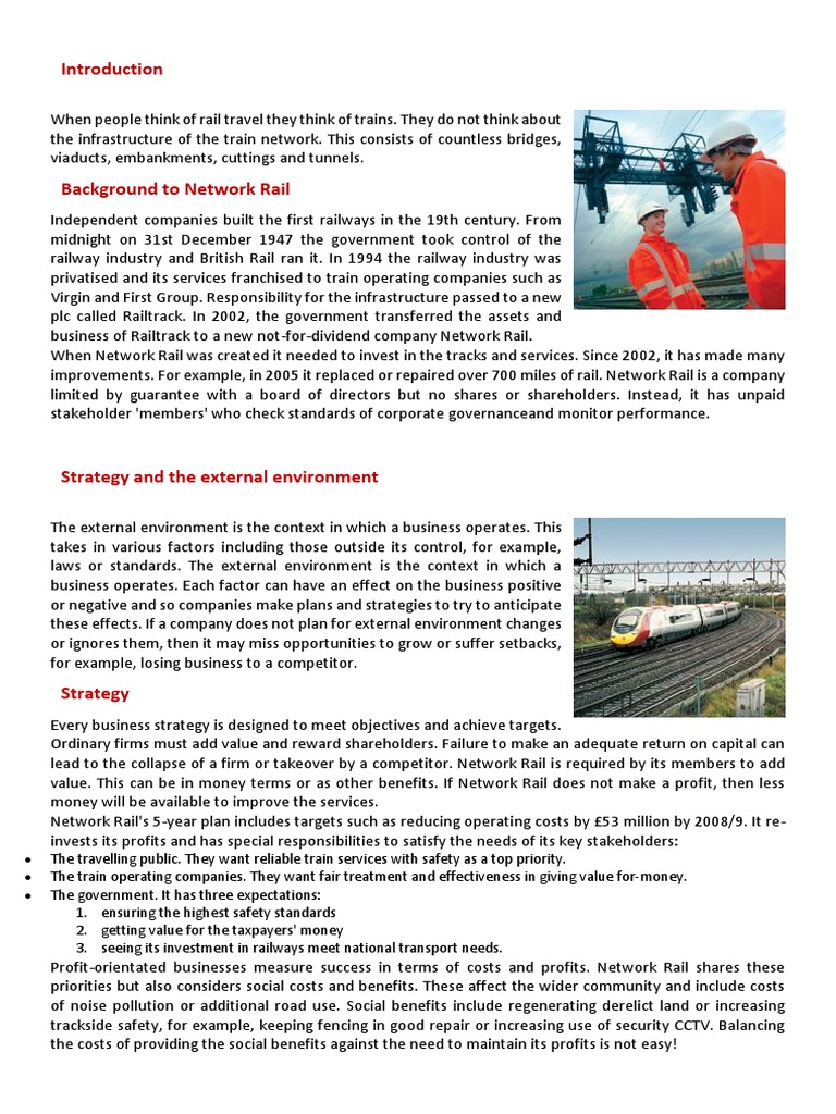 Network Rail: Strategy and Performance Analysis | PDF | Rail Transport ...