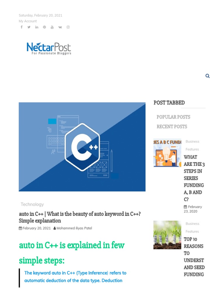 Auto in C++ - What Is The Beauty of Auto Keyword in C++ - Simple Explanation | PDF | Anonymous ...